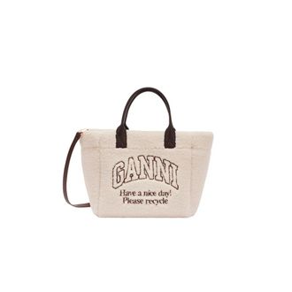 Ganni Shearling Small Tote - - Bags - Damen - Wei&szlig; - ONE SIZE