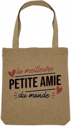Fabulous Sac Shopping Tote Bag Aspect Lin - La Meilleure Petite Amie du Monde Fille Girlfriend Copine Saint Valentin Couple Amour - Sac de Courses Toile Epaiss
