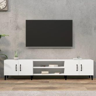 vidaXL Meuble TV blanc 180x31,5x40 cm bois dingénierie