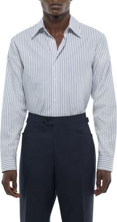 Fursac Chemise &agrave; col hirondelle en coton ray&eacute; - Taille 38 - Homme
