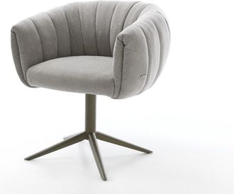 DELIFE Drehstuhl Jada-Flex Strukturstoff Soft Grau Fu&szlig;kreuz Effektfinish Titan 360&deg; drehbar Wippfunktion Taschenfederkern, Esszimmerst&uuml;hle