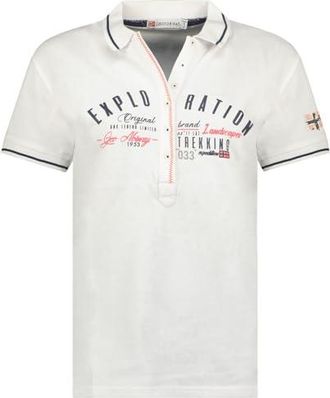 Geographical Norway kerria lady Polo Femme Classique - Polos Coton Manches Courtes Decontracte Col Bouton - Casual Shirt Tops Regular Classic - Printemps Été (Blanc L)