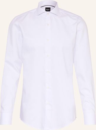 HUGO BOSS Piqué-Hemd Hank Slim Fit weiss