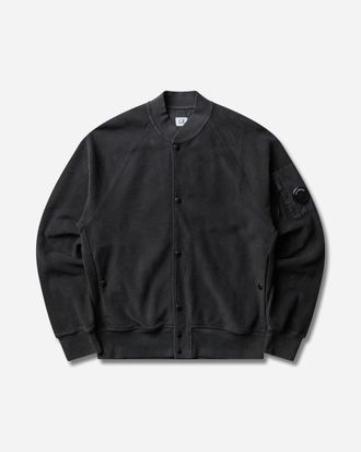 C.P. Company Men s Brushed Emerized Diagonal Fleece Button Sweatshirt Raven
