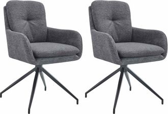 Clp 2er Set Esszimmerstuhl Pickett Stoff dunkelgrau