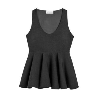 Ami Femme, Tops, Gris, Taille: 36 FR Top sans manches p&eacute;plum en laine