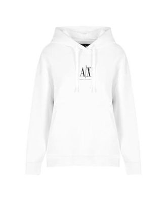 A|X Armani Exchange Icon Project, Embroidered Logo, Hooded Sweat-Shirt &agrave; Capuche, Blanc Optique, S Femme