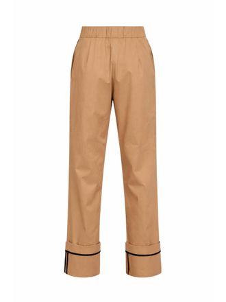 Herno Womens Trousers - Camel Cotton Turn-Up Hems