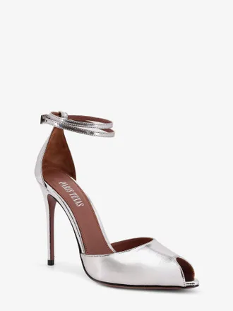 PARIS TEXAS Womens Laminated Leather Sandals Silver