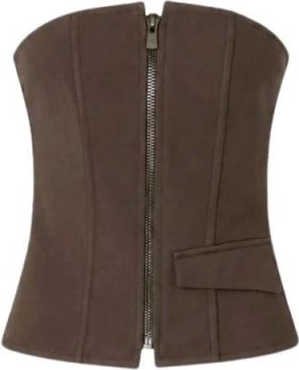 Pinko Pinko - Top sans manches en crochet - Femme - Tops - Brun - Taille: 40 FR