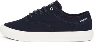 Tommy Hilfiger Baskets Vulcanisées Homme Low Oxford Twill avec Logo, Bleu (Desert Sky), 40