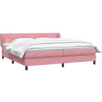 vidaXL Boxspringbett mit Matratzen Rosa 180x210 cm Samt vidaXL