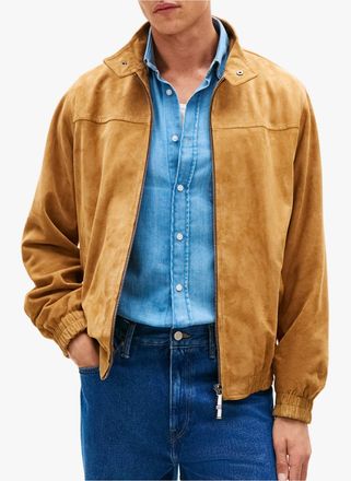 Tommy Hilfiger Veste &agrave; col montant en cuir de ch&egrave;vre