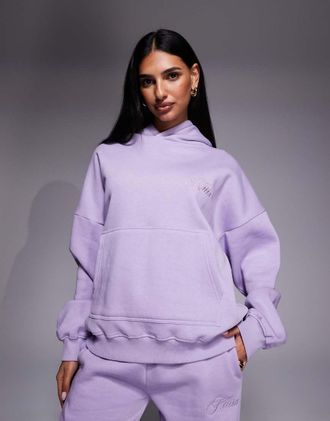 KAIIA Studio - Sweat &agrave; capuche densemble oversize avec logo emboss&eacute; - Lilas-Violet