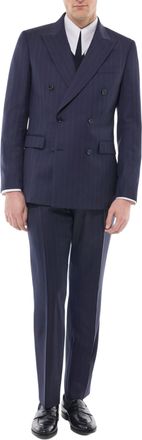 Fursac Costume crois&eacute; en twill de laine ray&eacute; - Taille 46 - Homme