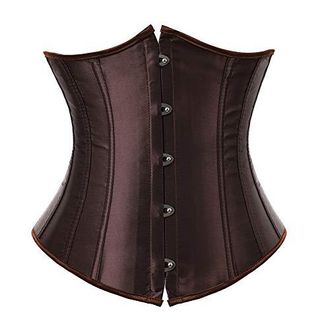 Grebrafan Classique Corset Serre Taille Satin Bustier de Mariage (EUR(48-50) 6XL, Marron)