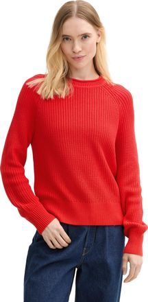 Tom Tailor Tom Tailor Denim Damen Basic Strickpullover mit Raglan-&Auml;rmeln,13745 - Scarlet Red, XL