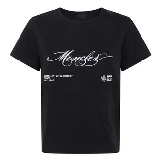 Moncler Femme, Tops, Noir, Taille: 42 FR T-shirt D&eacute;contract&eacute; en Coton