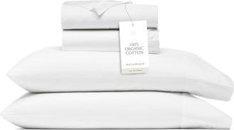 Boll & Branch Bettw&auml;sche-Set mit Perkal-Saum, Kingsize-Bett, 100% Bio-Baumwolle, nat&uuml;rlich k&uuml;hlend, 1 Flachbett, 1 Spannbetttuch, 2 Kissenbez&uuml;ge