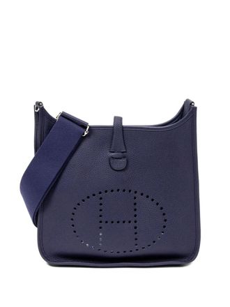 Herm&egrave;s sac &agrave; bandouli&egrave;re en cuir perfor&eacute; (ann&eacute;es 2000) - Bleu