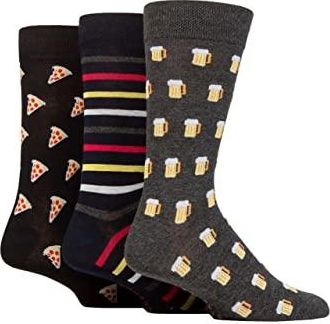 SockShop Lazy Panda Homme Nouveauté Chaussettes en bambou Paquet de 3 Bière & Pizza 40-45