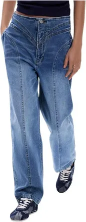 Desigual Femme, Jeans, Bleu, Taille: 36 FR Jeans Amples Taille Haute