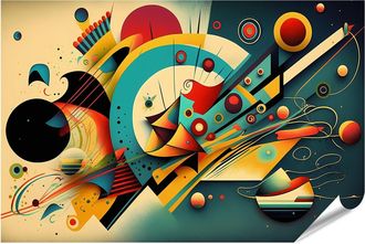 Islandburner XXL Bild Poster Digitale abstrakte Malerei Inspiriert Wassily Kandinsky KI Digitale a Premium Bilder Fotodruck JAVH-PKL