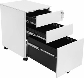 Songmics Songmics - Caisson de Bureau &agrave; roulettes avec 3 Tiroirs et Classeur Suspendu, Armoire de Bureau Verrouillable pour Dossiers et Documents, Corps