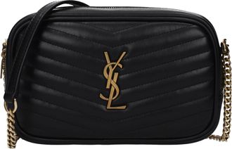 Saint Laurent Lou Donna Sac bandouli&egrave;re en cuir noir