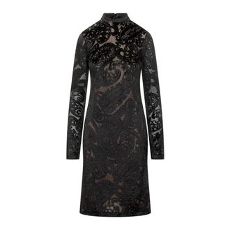 Etro Femme, Robes, Noir, Taille: 38 FR Robe en Velours &agrave; Motif Paisley