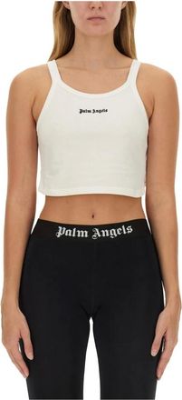 Palm Angels Femme, Tops, Blanc, Taille: 36 FR D&eacute;bardeur Logo Classique