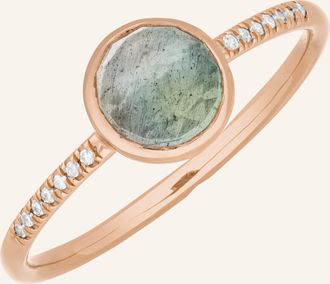Leaf Ring Labradorit Aus 14 Karat Ros&eacute;gold Mit Diamanten rosegold