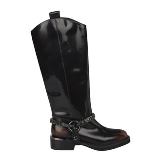 Alma En Pena Flacher Stiefel Schlangendetail - - Shoes - Damen - Braun - 37 EU