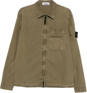 Stone Island Homme, Vestes, Vert, Taille: L Logo Patch Overshirt