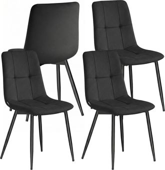 Vasagle Esszimmerst&uuml;hle Samt, K&uuml;chenst&uuml;hle bis 120 kg belastbar, Sessel mit verstellbaren F&uuml;&szlig;en, modern, gepolstert, f&uuml;r Wohnzimmer, 4er Set, tintenschwarz KD
