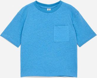 Arket T-Shirt Aus Baumwolle Und Leinen -Blau