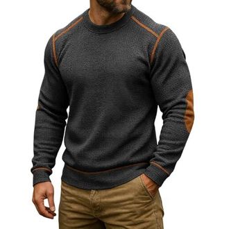 Generico Sweat-shirt pour homme sans capuche, pull de travail pour homme avec col rond, pulls unis, cool sweatshirts &eacute;l&eacute;gants et ajust&eacute;s, Noir, 5X-Large
