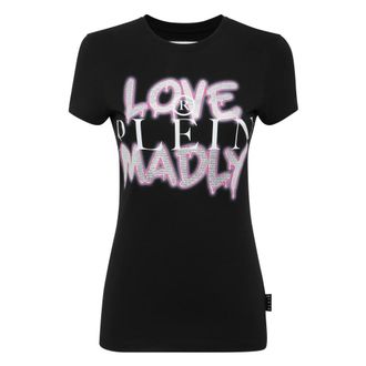 Philipp Plein Femme, Tops, Noir, Taille: 42 FR T-Shirt Pure avec Cristaux