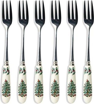 Portmeirion Spode Fourchette &agrave; p&acirc;tisserie sapin de No&euml;l, lot de 6 (multicolore)