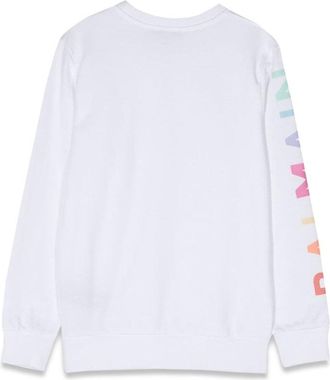 Balmain Logo-Embroidered Cotton Crewneck Sweatshirt - White