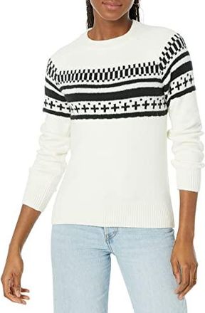 Amazon Essentials Pull à col roulé à Motif Fair Isle Doux au Toucher Femme, Blanc Noir Simplified Fairisle, XXL