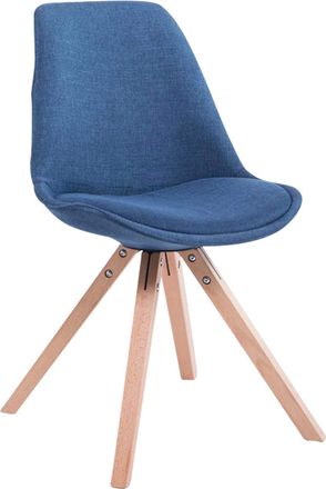 Clp Retro-Stuhl Toulouse Square Mit Stoffbezug Und Hochwertigem Sitzpolster I Lehnstuhl Mit Stabilem Holzgestell I Sitzhöhe 48 cm, Farbe:blau, Gestell Far