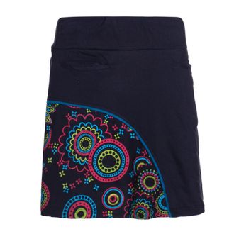 vishes Alternative Bekleidung - Damen Mini-Rock Baumwolle Mandala-Muster elastischer Bund mit Taschen schwarz 40