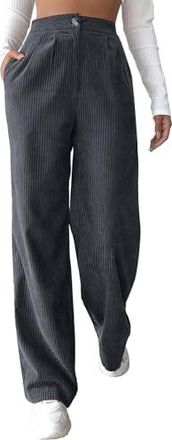 Generic Pantalon en velours c&ocirc;tel&eacute; pour femme - Taille haute - Jambes larges - Pantalon de loisirs - Pantalon de jogging confortable et l&eacute;ger - Pantalon palaz