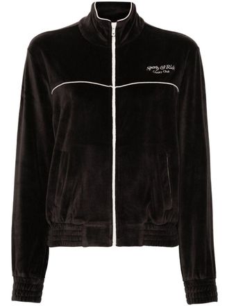Sporty & Rich Velours-Jacke mit Reißverschluss - Braun