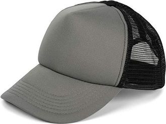 styleBREAKER Casquette en Maille 5 Panneaux Unisexe, Casquette de Camionneur, Casquette de Baseball, Fermeture réglable par clic et Snap 04023007, Couleur:Gris-Noi