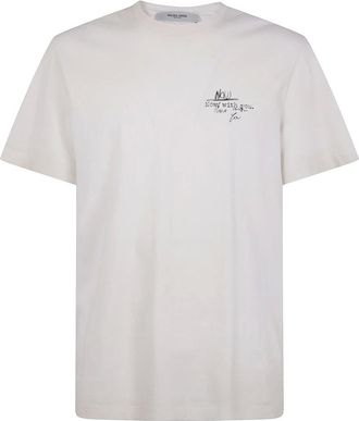 Golden Goose Homme, Tops, Blanc, Taille: XL T-Shirt Col Rond