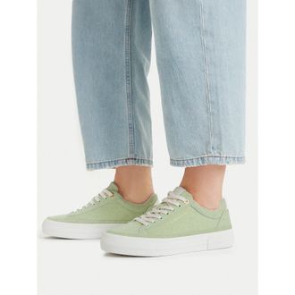 Tommy Hilfiger Sneakers Tommy Hilfiger Washed Canvas Platform Trainers FW0FW09172 Gr&uuml;n