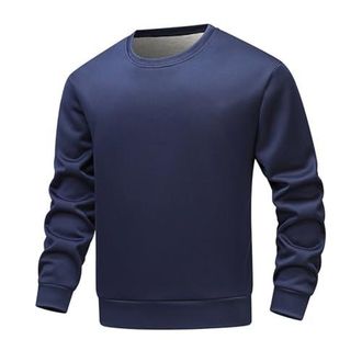 Generic Chandail en molleton &agrave; manches longues et col rond pour homme avec doublure Sherpa pour lautomne et lhiver, bleu marine, XXL