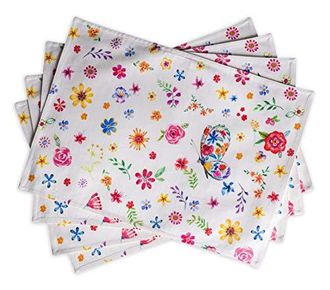 Maison d'Hermine Happy Florals Lot de 4 Sets de Table 100% Coton pour Table &agrave; Manger, Cuisine, Mariage, Usage Quotidien, d&icirc;ners, Printemps/&eacute;t&eacute; (Sweety, 33cm x 48cm)